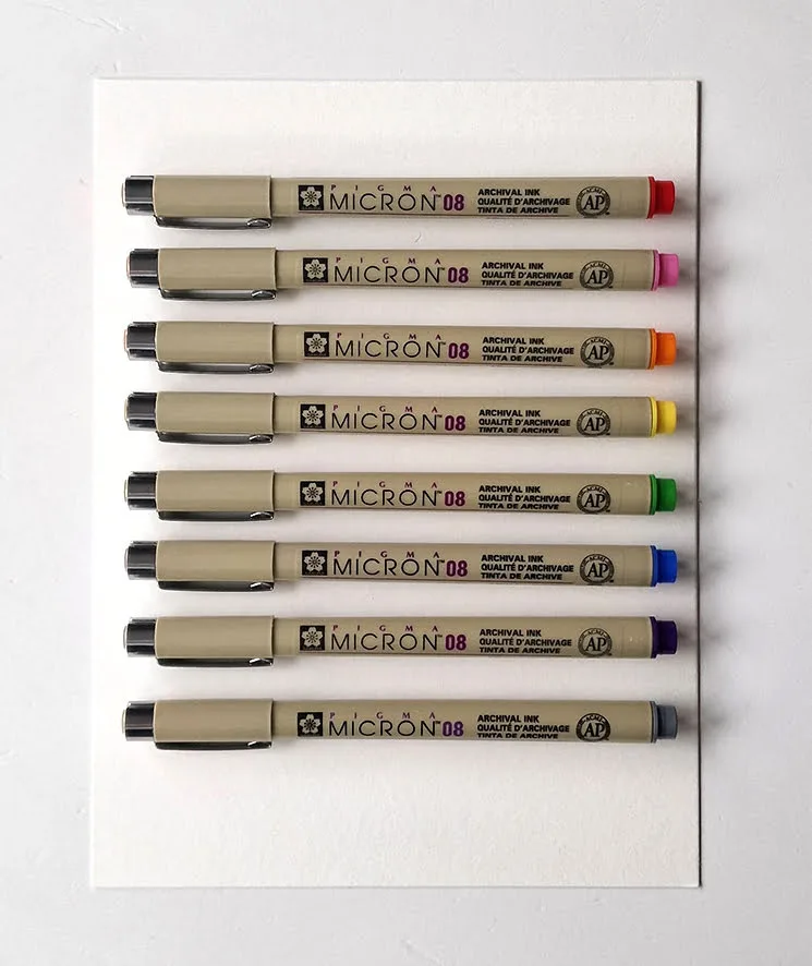 Pigma Microns in 8 new colors