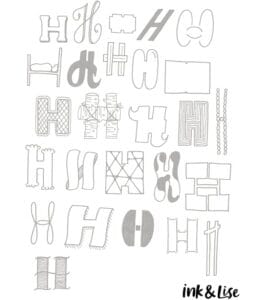 26 ways to draw an H - Ink & Lise